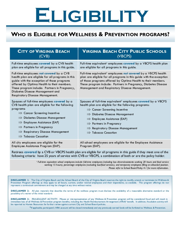 Eligibility Guidelines for Wellness and Prevention Programs | icma.org